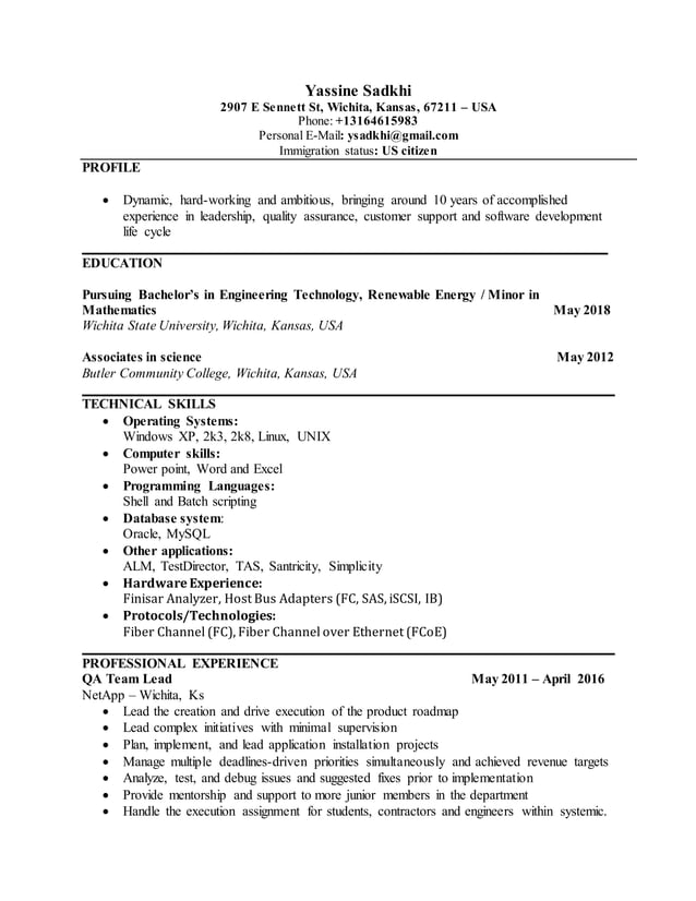 YassineSadkhiResume | DOCX | Computing | Technology & Computing