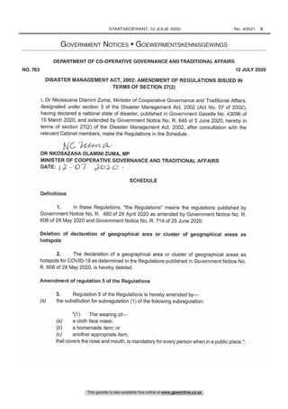 Further amendments to the Regulations on the COVID -19 lockdown. | PDF