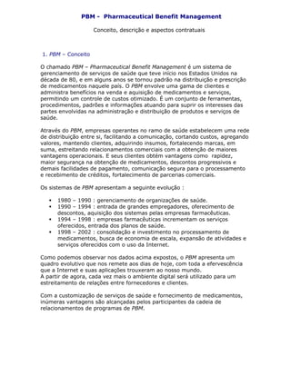 PHARMACEUTICAL BENEFIT MANAGEMENT – PBM | PDF