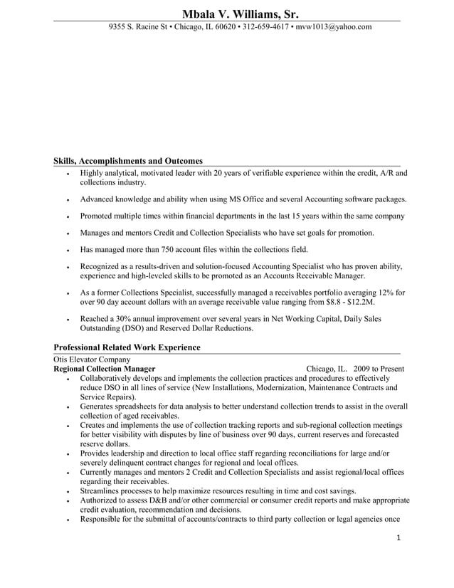 M. Williams Resume 2016 | DOC