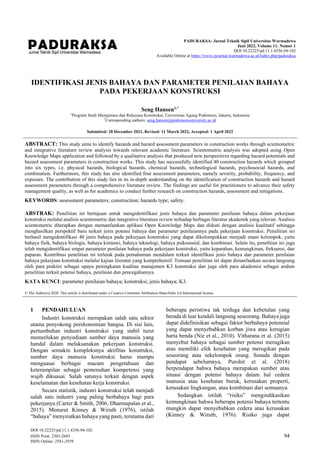 Iidentifikasi bahaya kerja kontruksi dan | PDF