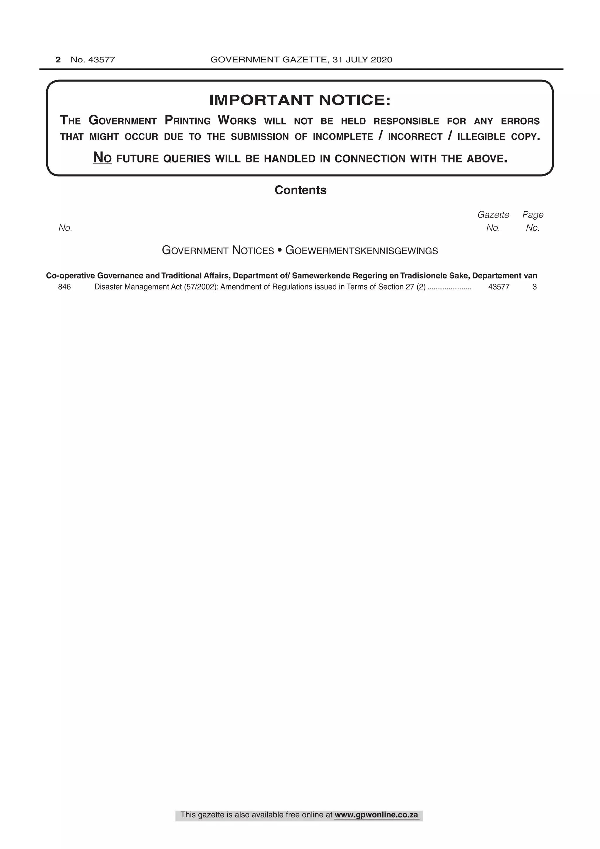 Amendment of Regulations Issued in Terms of Section 27 (2) of the ...