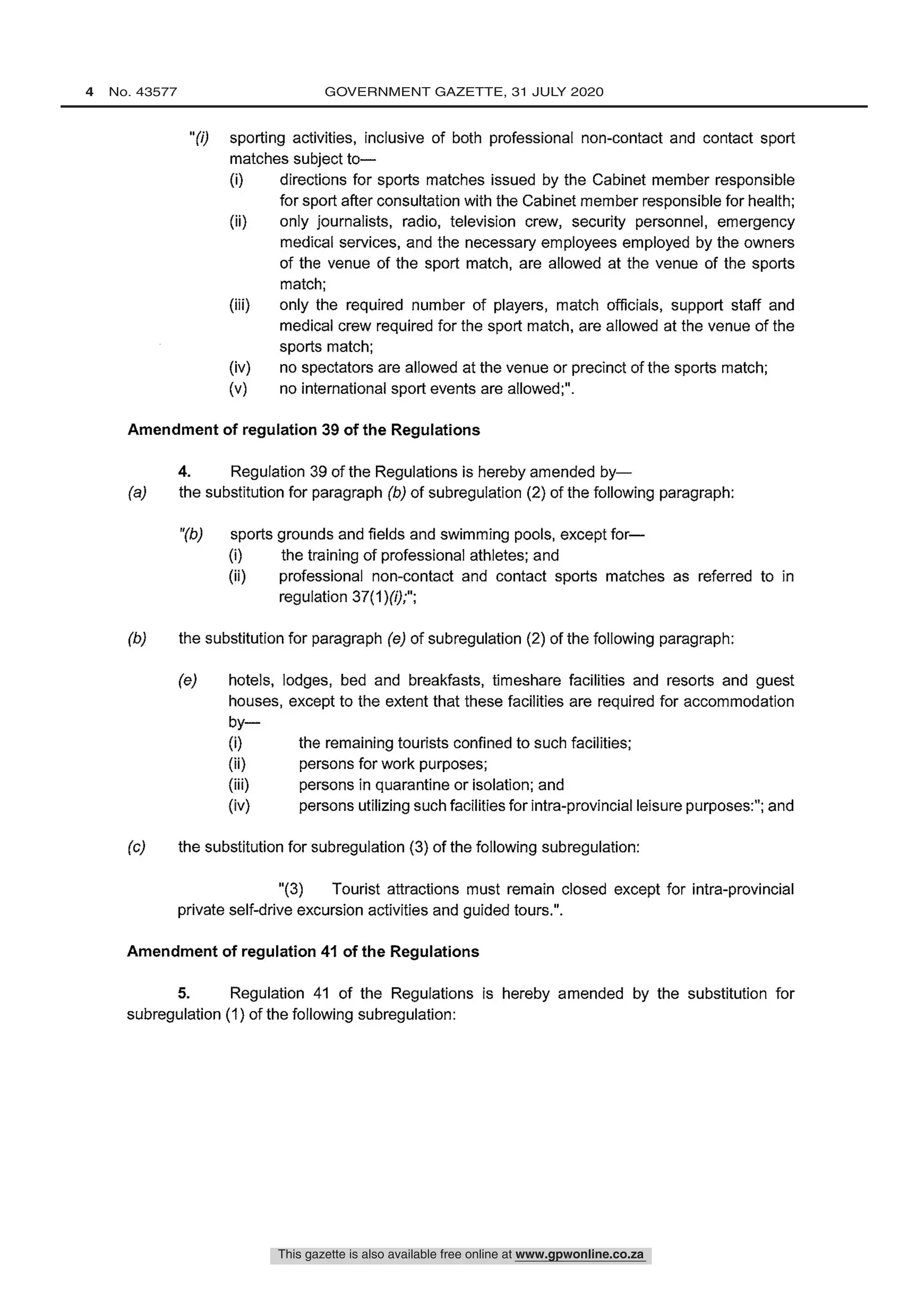 Amendment of Regulations Issued in Terms of Section 27 (2) of the ...