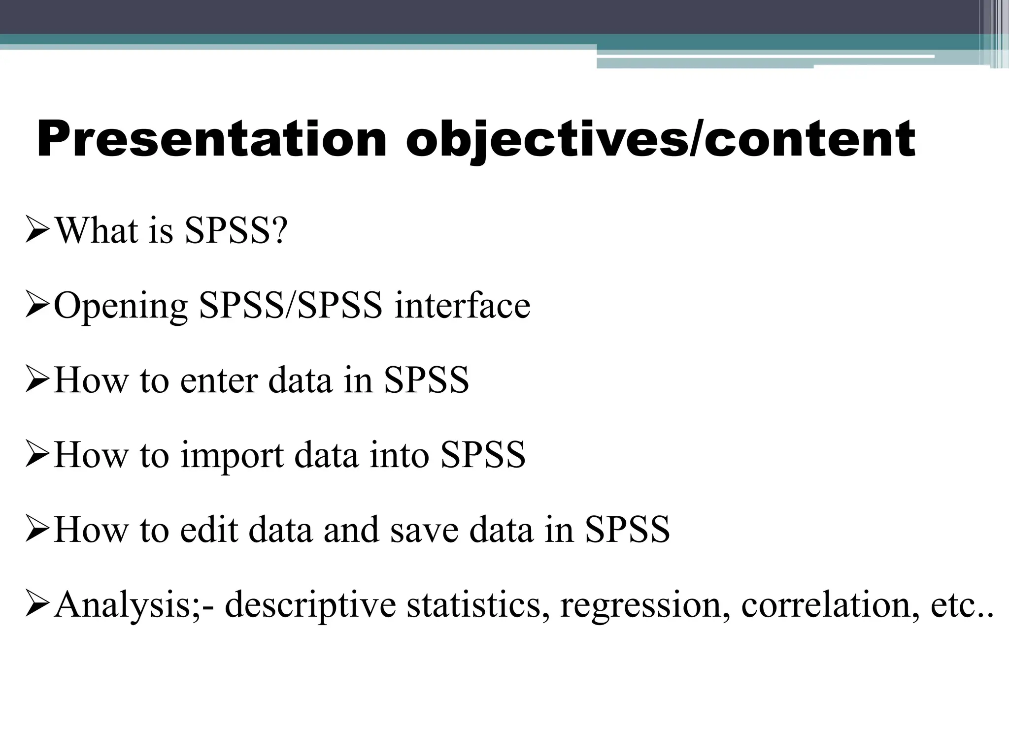 INTRODUCTION TO SPSS by Tukwatanise Raymond | PPT