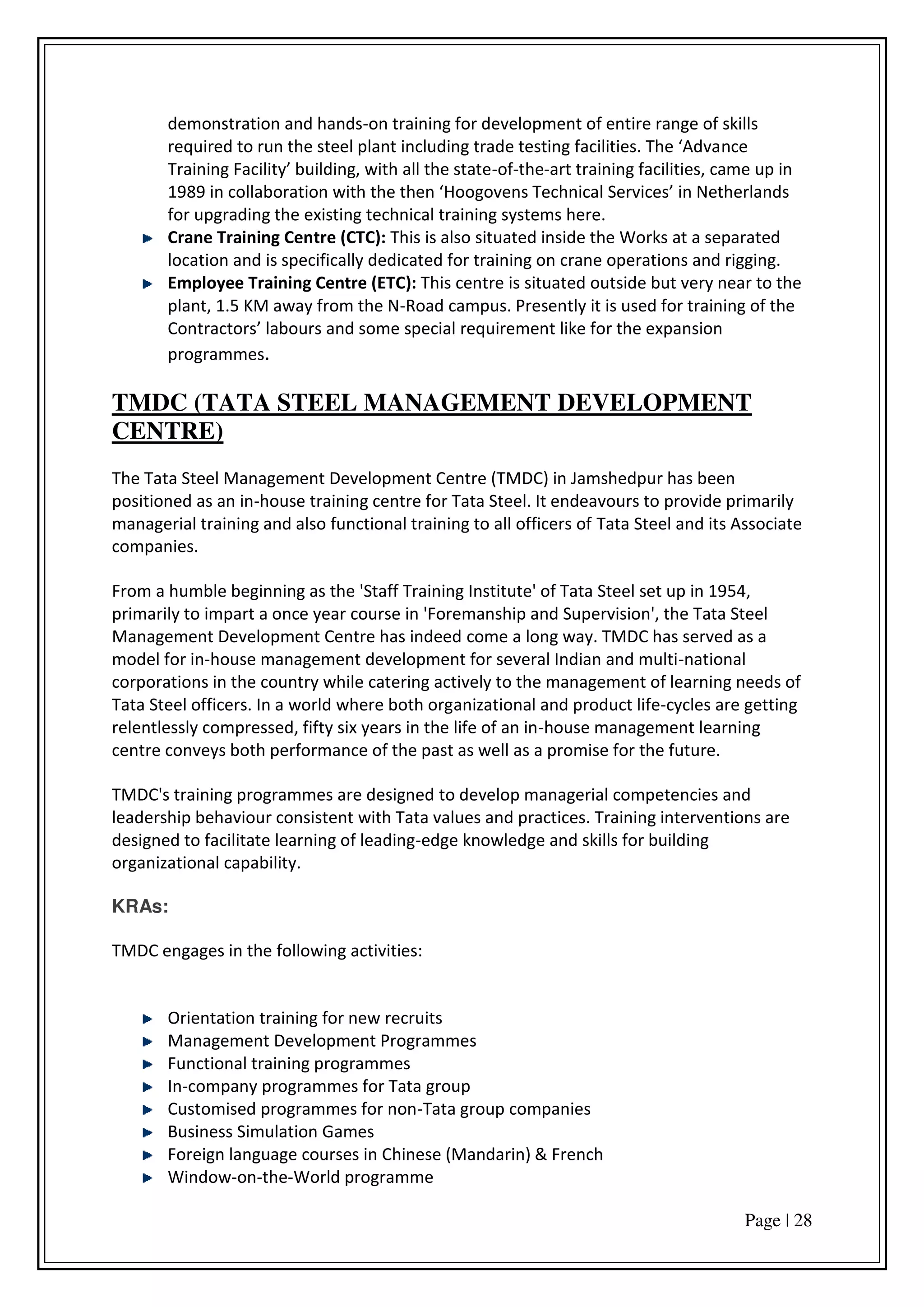 Tata Steel Organisation Structure Project | PDF