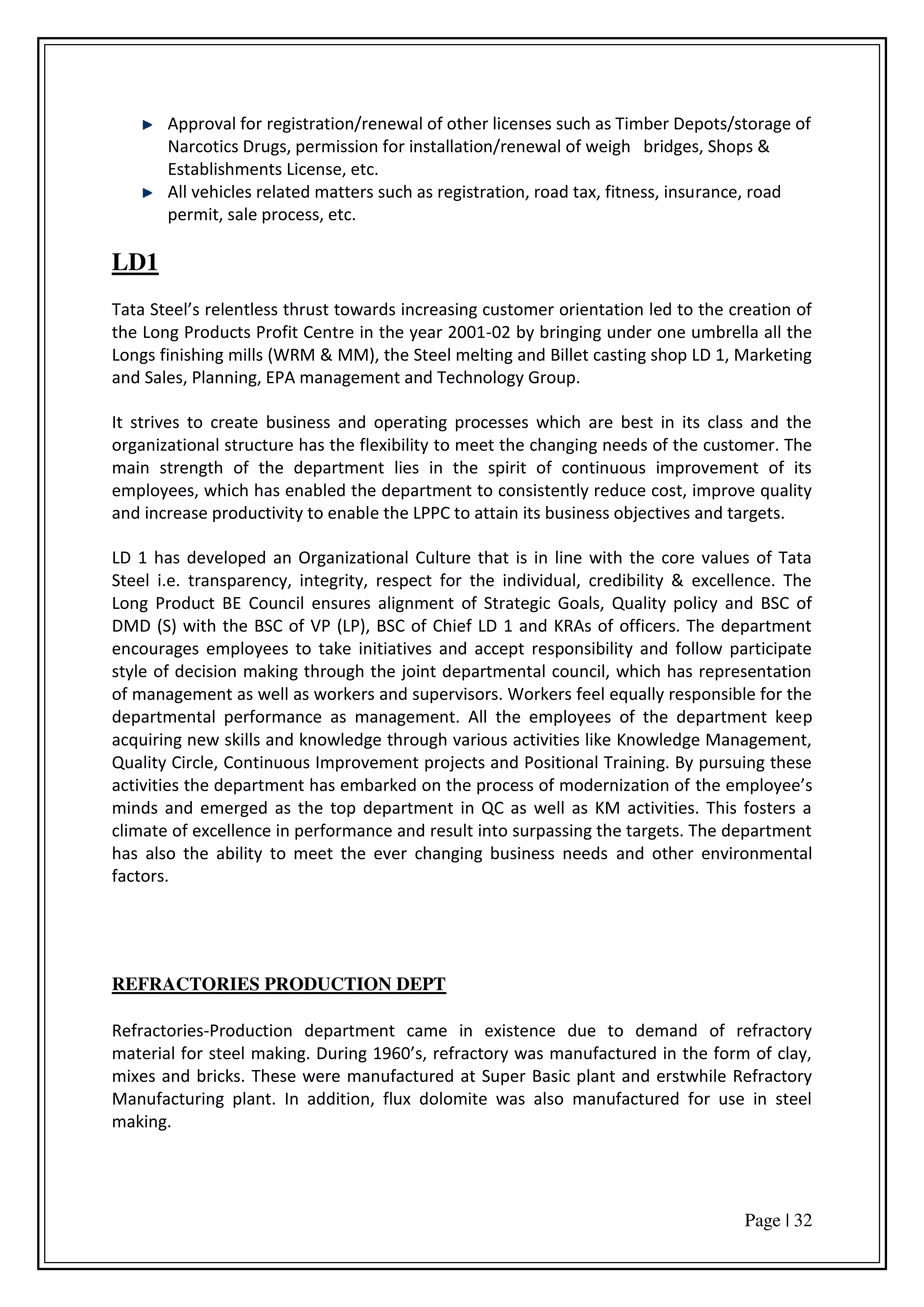 Tata Steel Organisation Structure Project | PDF