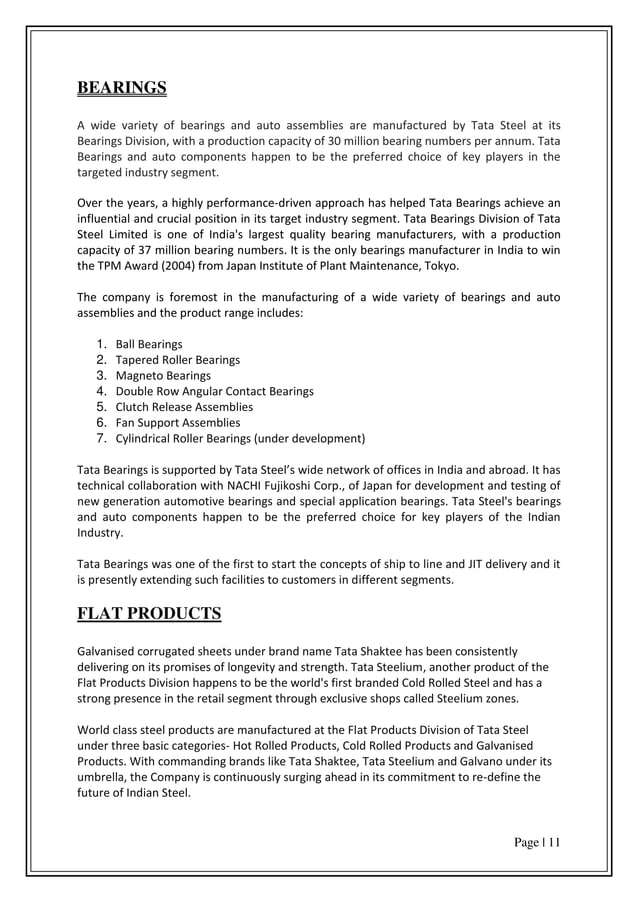Tata Steel Organisation Structure Project | PDF