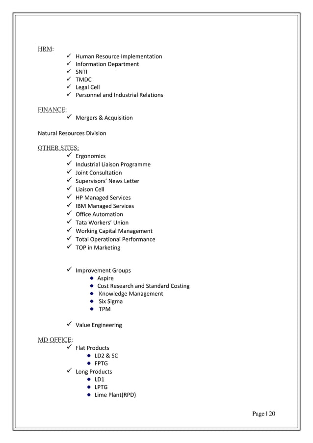 Tata Steel Organisation Structure Project | PDF