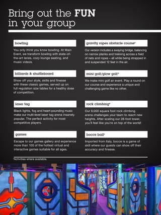 Main Event Corporate and Group Events | PDF