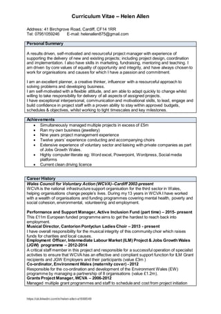 Helen Allen CV Summary 2016 | PDF