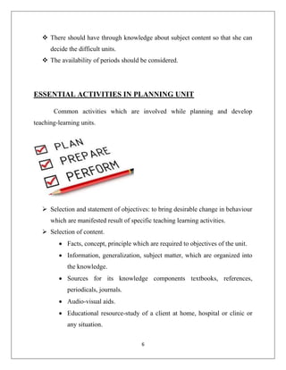 Unit-Planning MSC Nursing 1st Year (SOS) | PDF