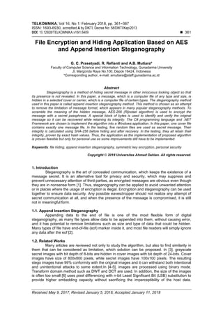 File Encryption and Hiding Application Based on AES and Append Insertion Steganography | PDF ...