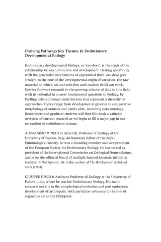 Evolving Pathways Key Themes In Evolutionary Developmental Biology ...