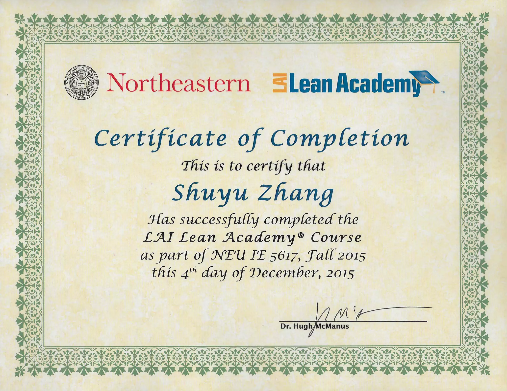 LAI Lean Academy Course Certificate | PDF