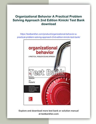 Organizational Behavior A Practical Problem Solving Approach 2nd ...