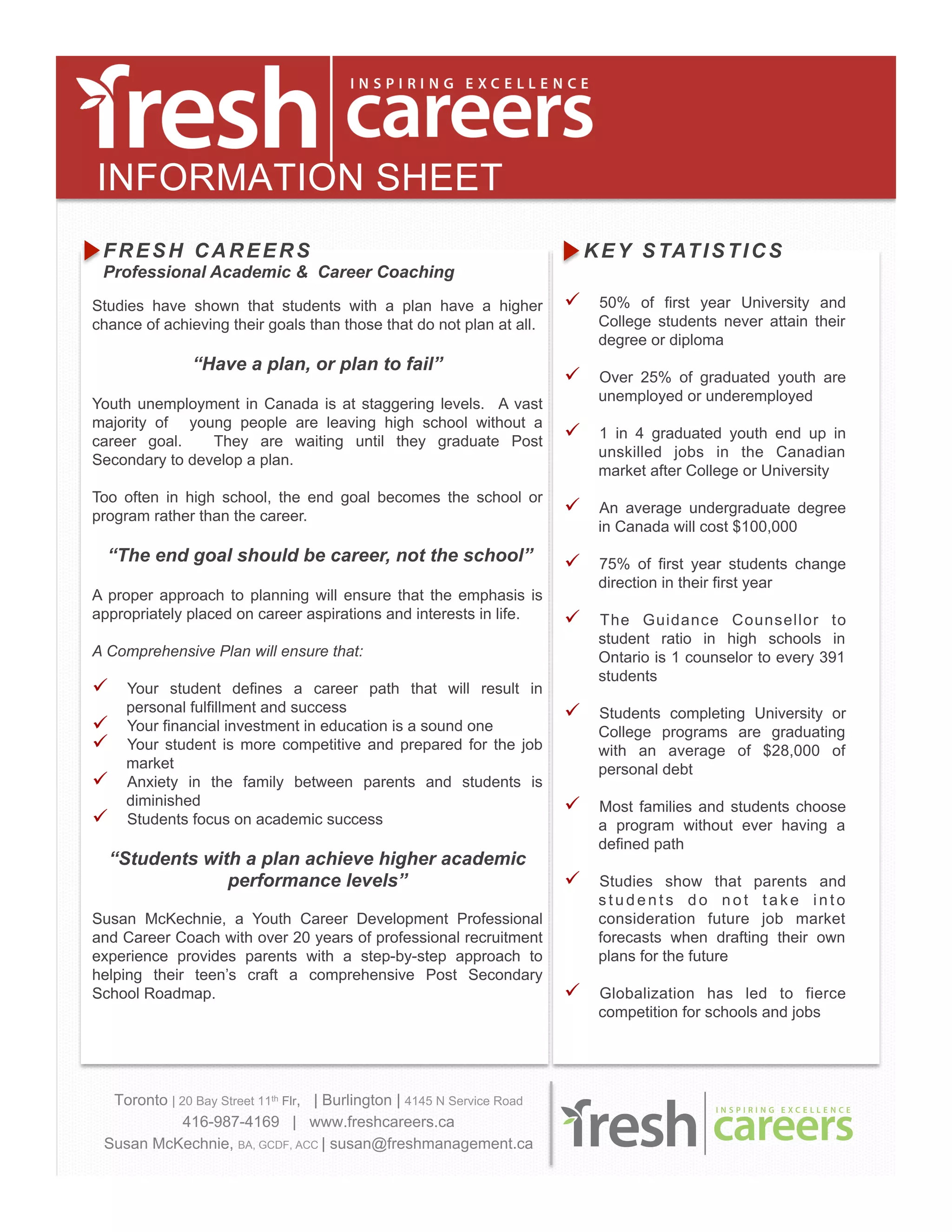 Fresh Careers General Information Sheet | PDF