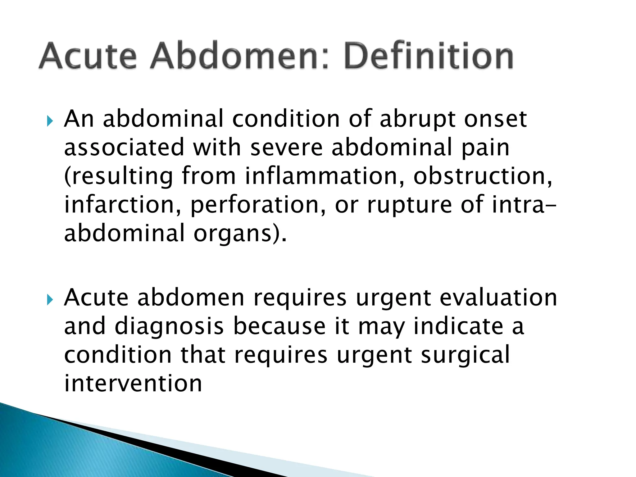 Acute Abdominal Conditions including Peritonitis | PPT