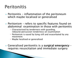 Acute Abdominal Conditions including Peritonitis | PPT