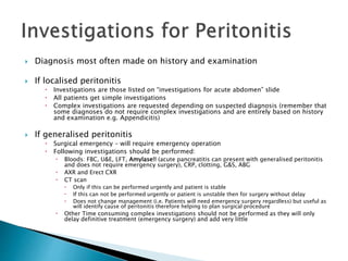 Acute Abdominal Conditions including Peritonitis | PPT