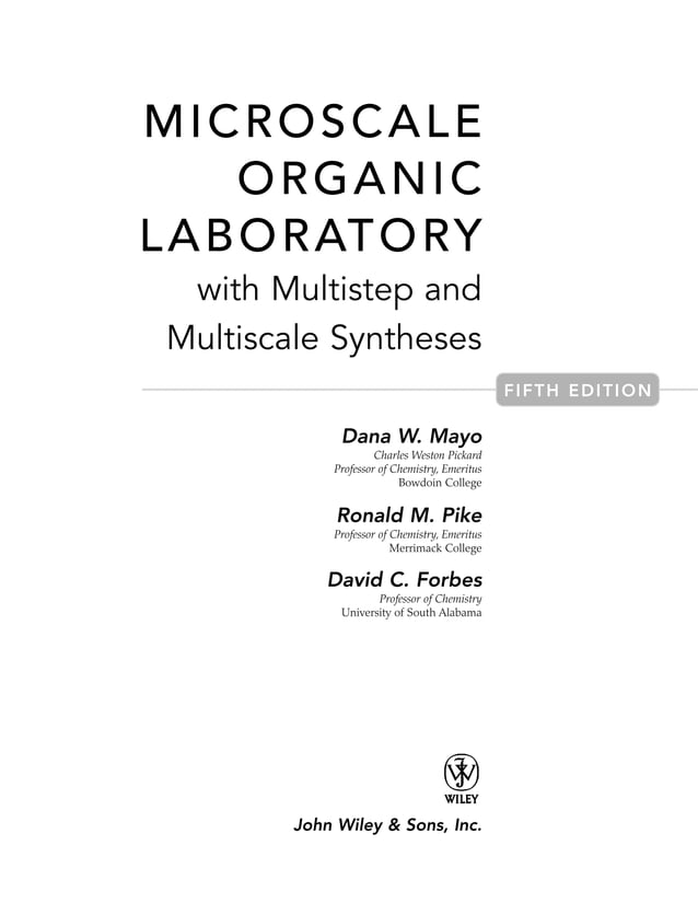 Microscale organic laboratory with multistep and multiscale syntheses ...