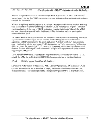Live Migration with AMD-V™ Extended Migration Technology | PDF