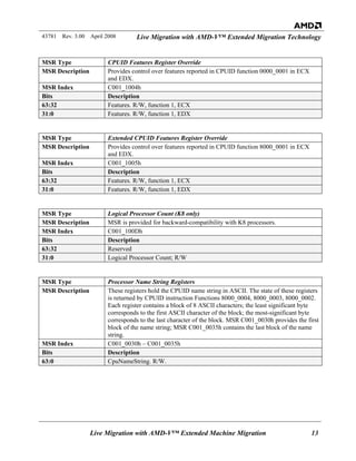 Live Migration with AMD-V™ Extended Migration Technology | PDF