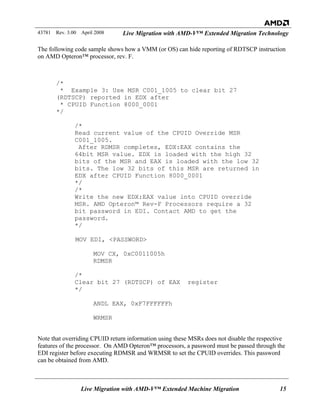 Live Migration with AMD-V™ Extended Migration Technology | PDF