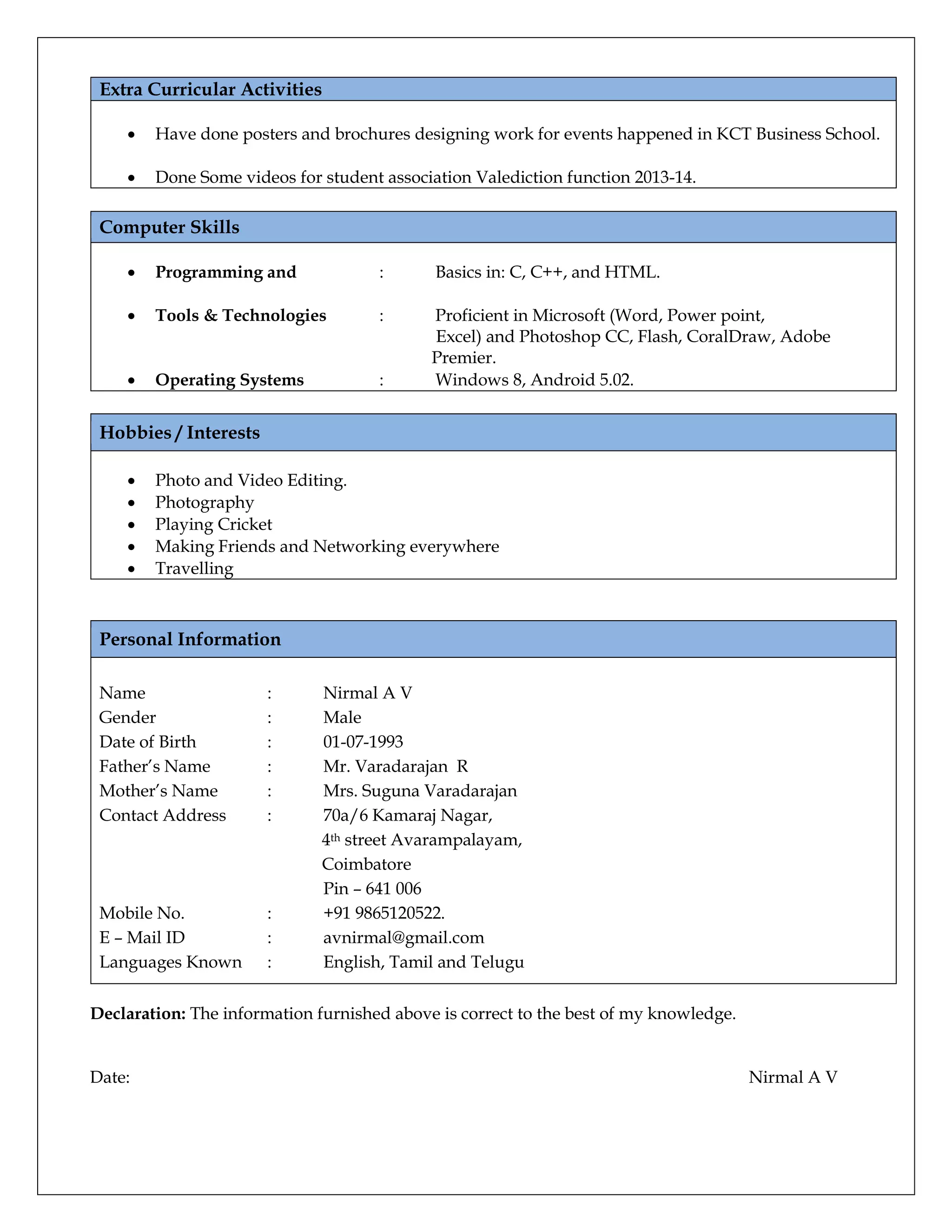 1431418870544Resume_Nirmal | PDF