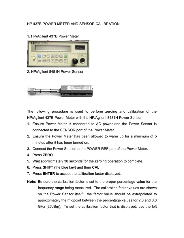 437 b powermeter and sensor calibration procedure | DOC | Technology ...