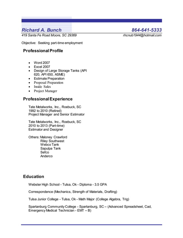 Resume - Richard Bunch | PDF