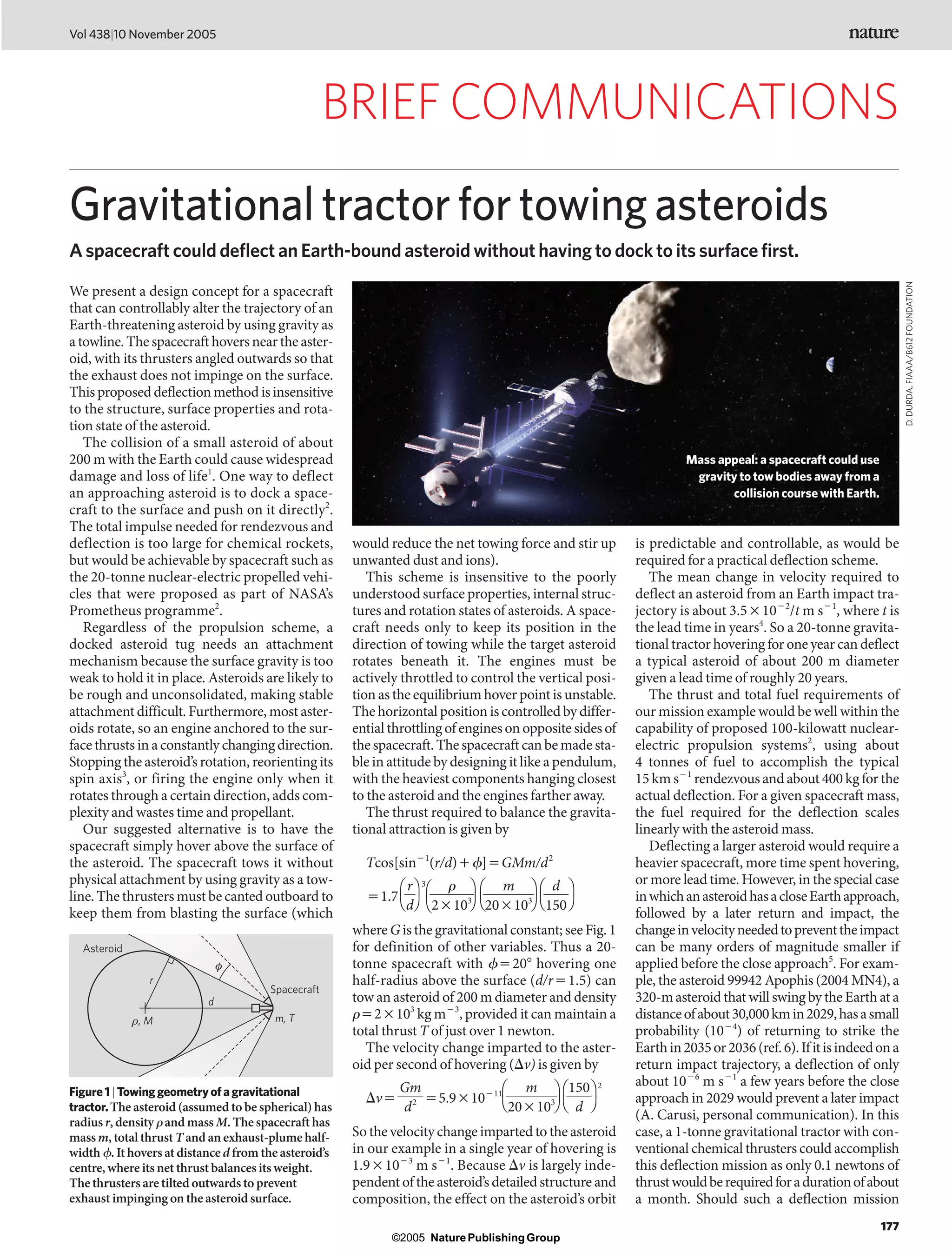 Gravitational tractor for towing asteroids | PDF