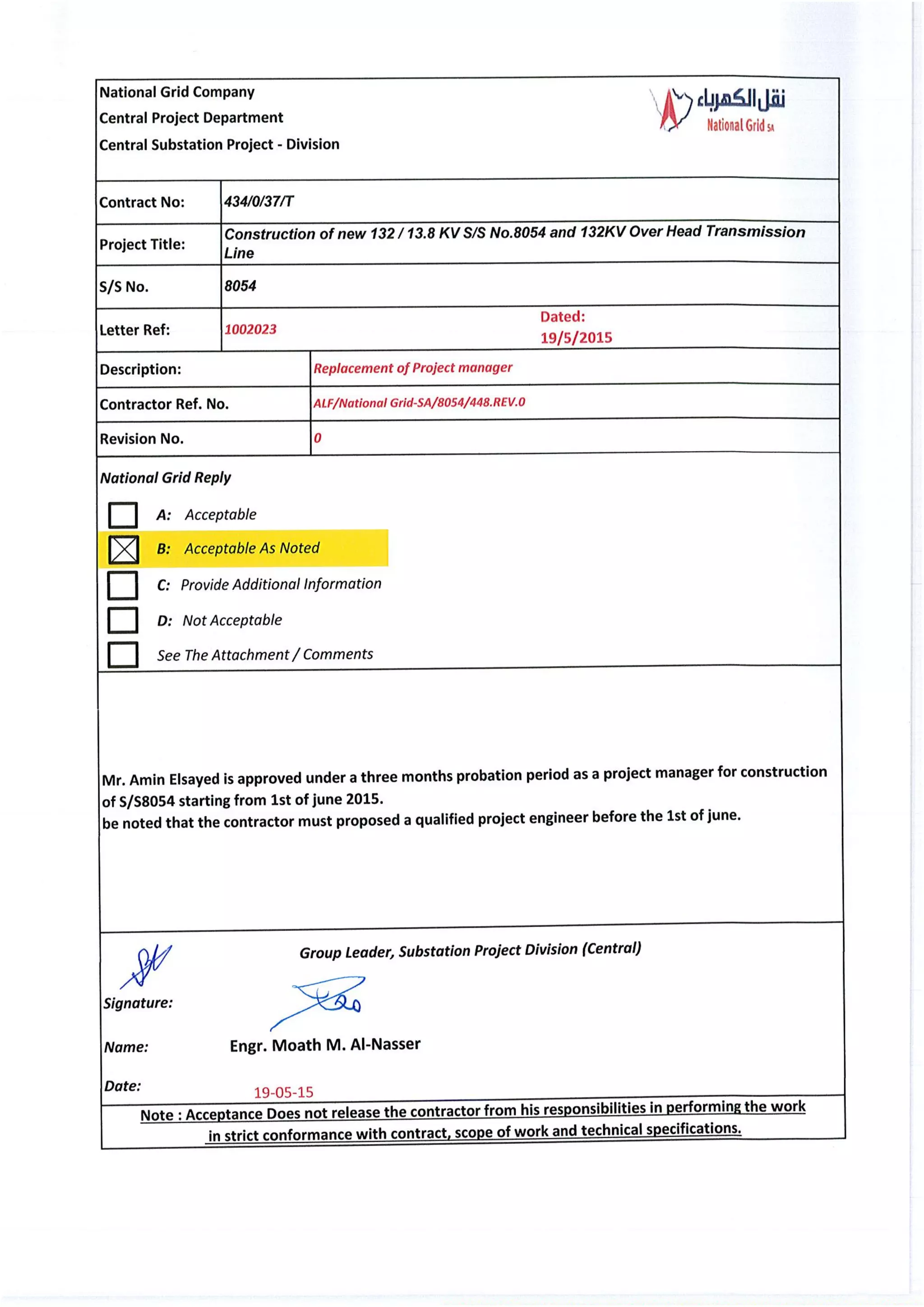 approval letter from Central projects DEP | PDF