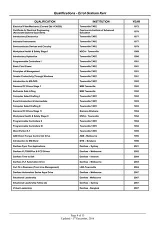 Resume of Errol Graham Kerr (5-12-2016) | PDF
