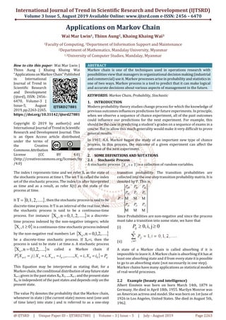 Applications on Markov Chain | PDF