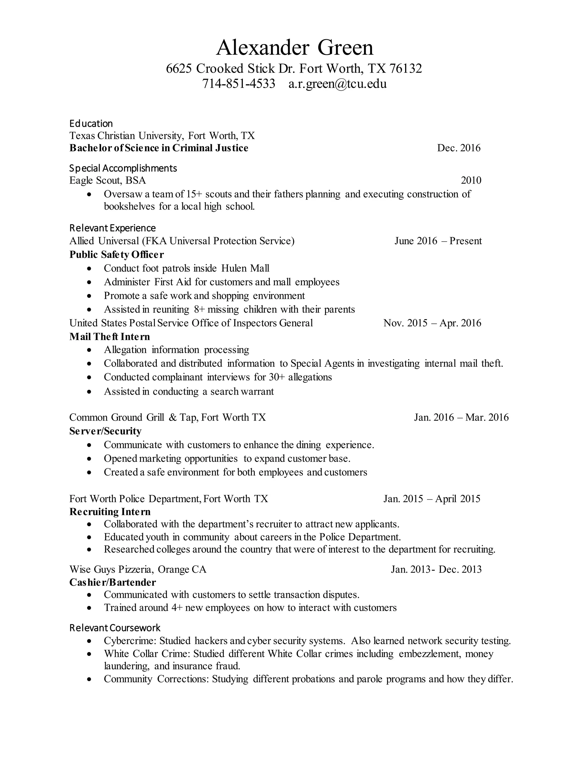 Alex Green Resume | DOCX