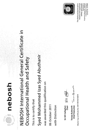 NEBOSH CERTIFICATE | PDF