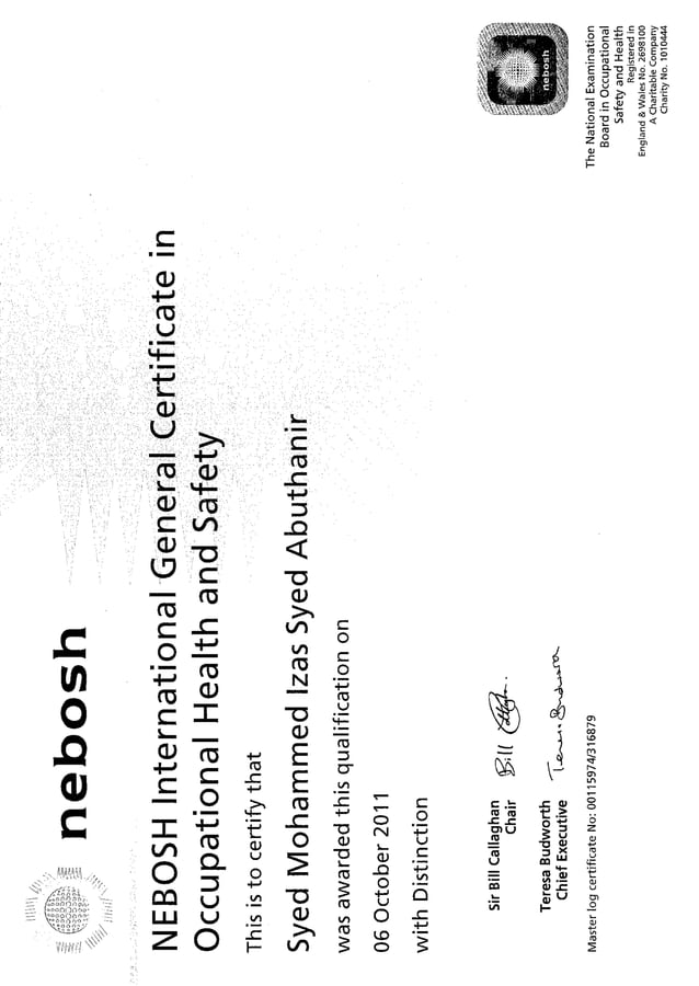 NEBOSH CERTIFICATE | PDF