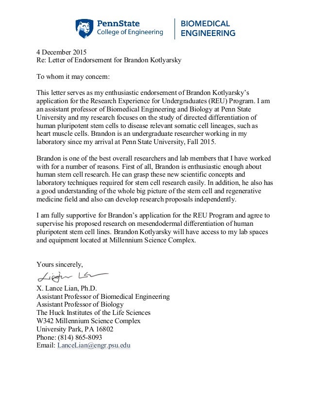 Endorsement Letter Sample