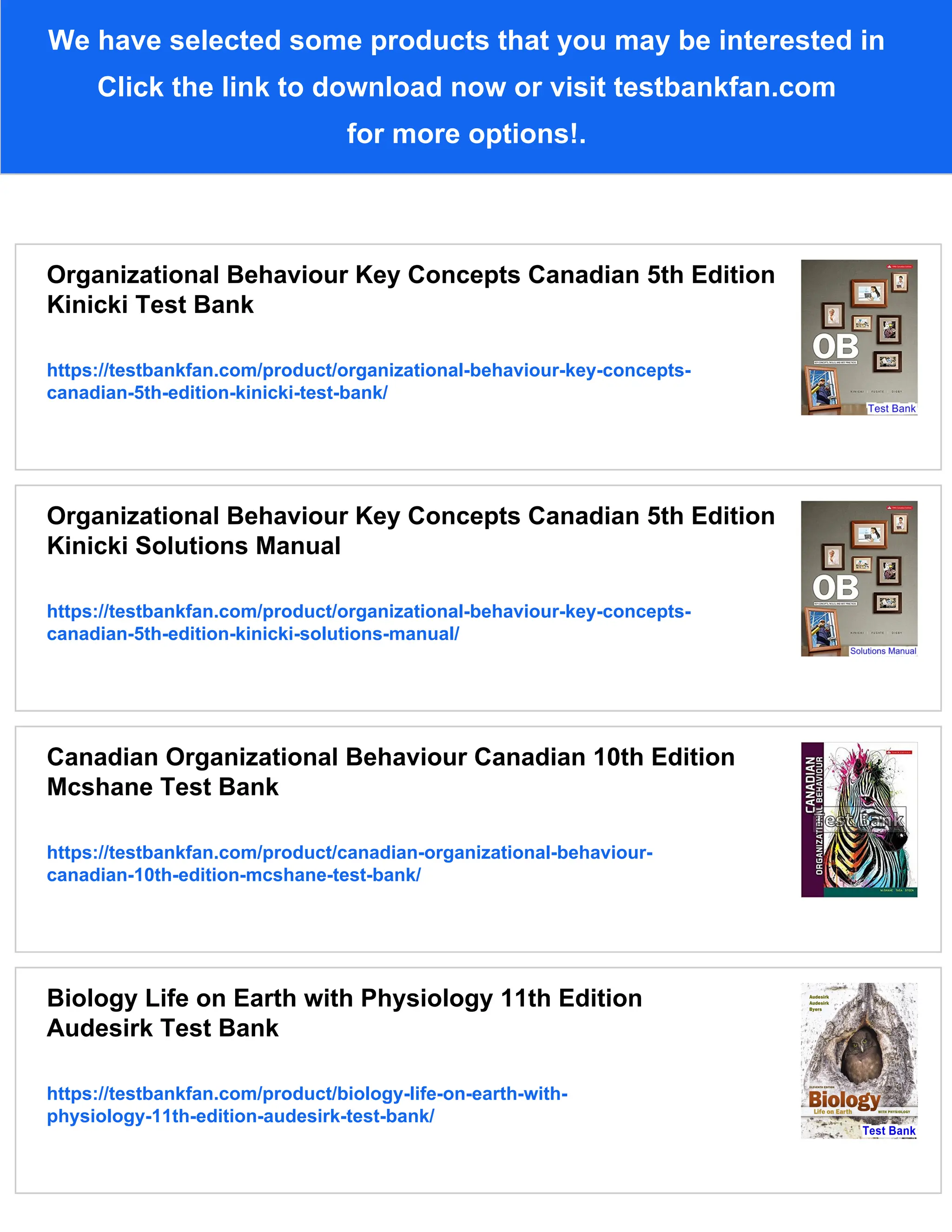 Organizational Behaviour Canadian 4th Edition Kinicki Test Bank | PDF