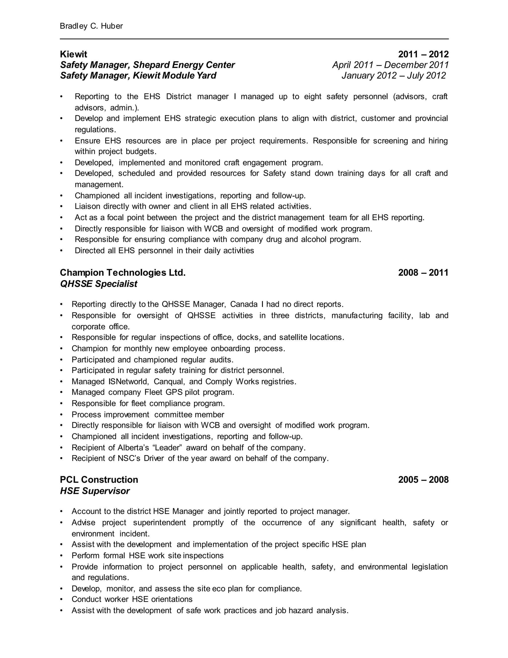 Bradley Huber Resume 2016 | PDF