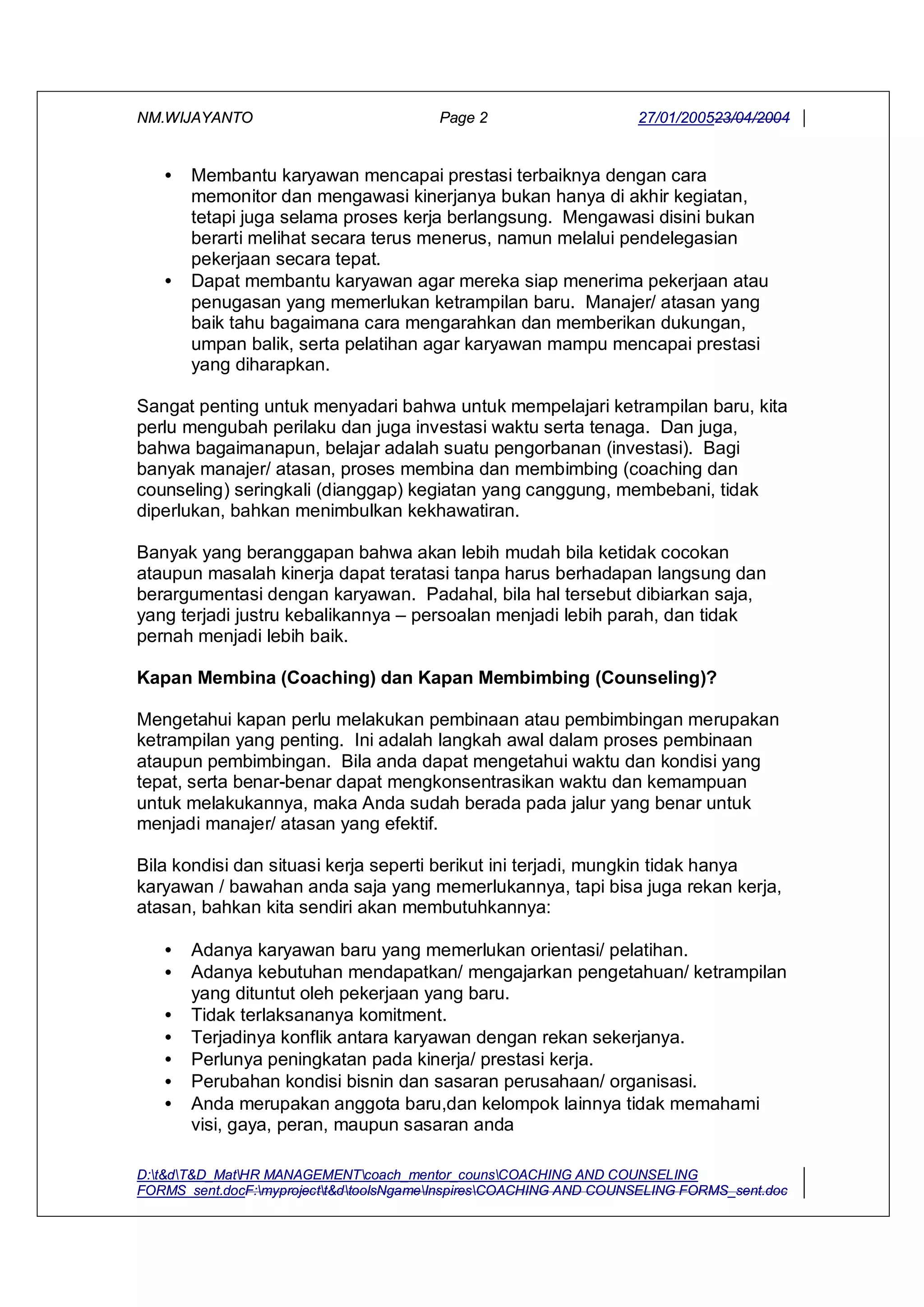 COACHING AND COUNSELING FORMS_sent | PDF