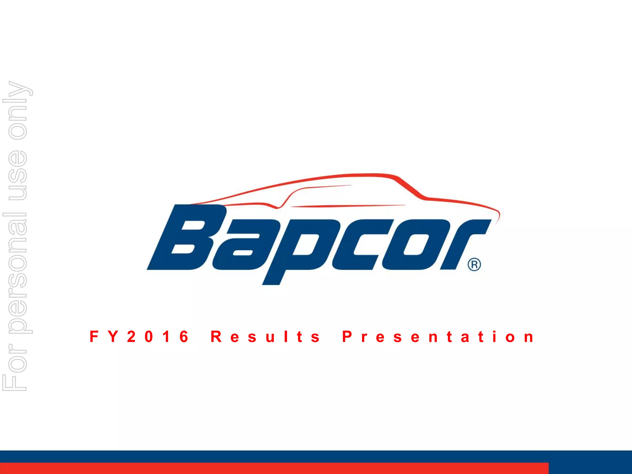Bapcor Annual Report Presentation | PPT