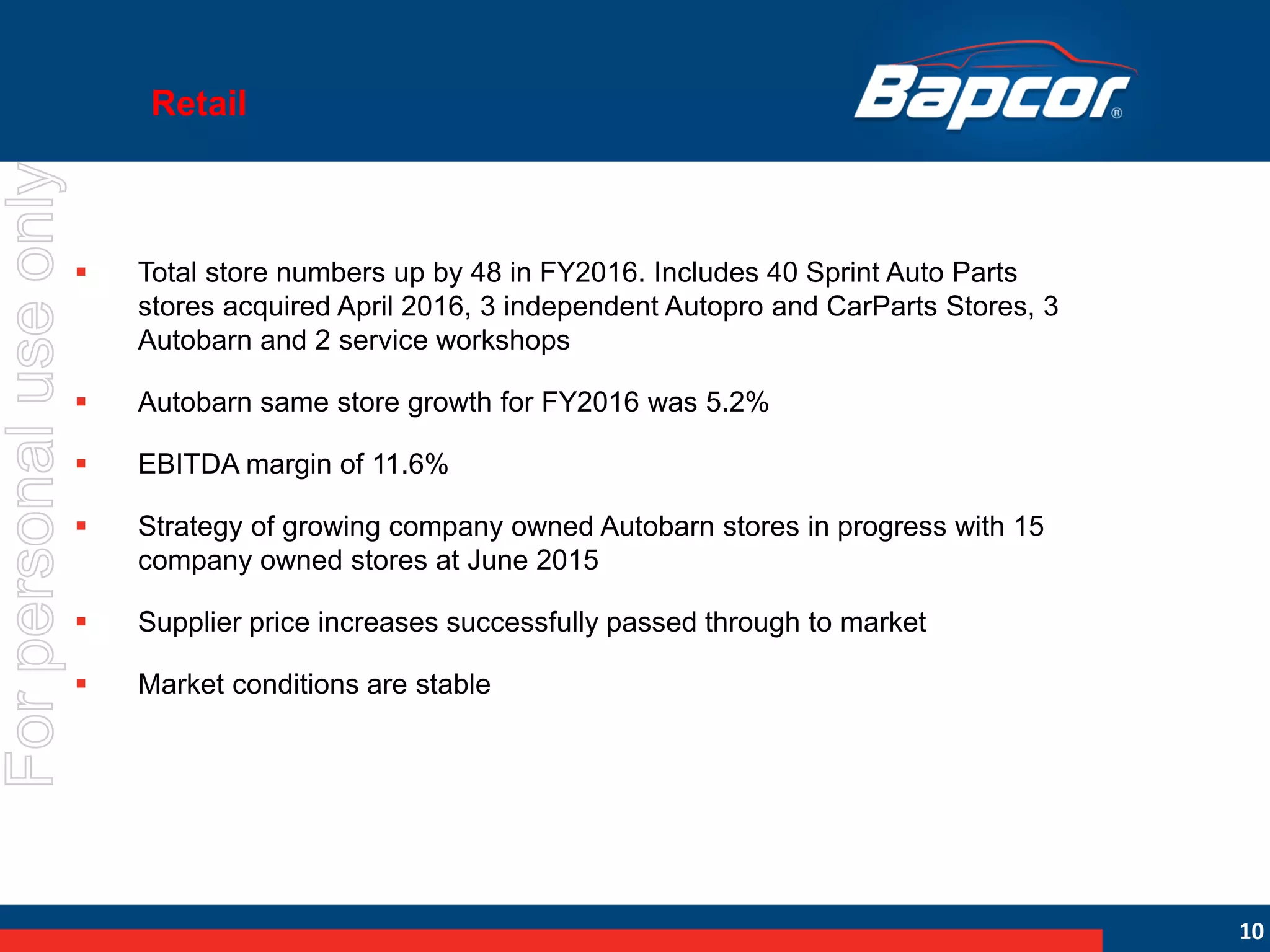 Bapcor Annual Report Presentation | PPT