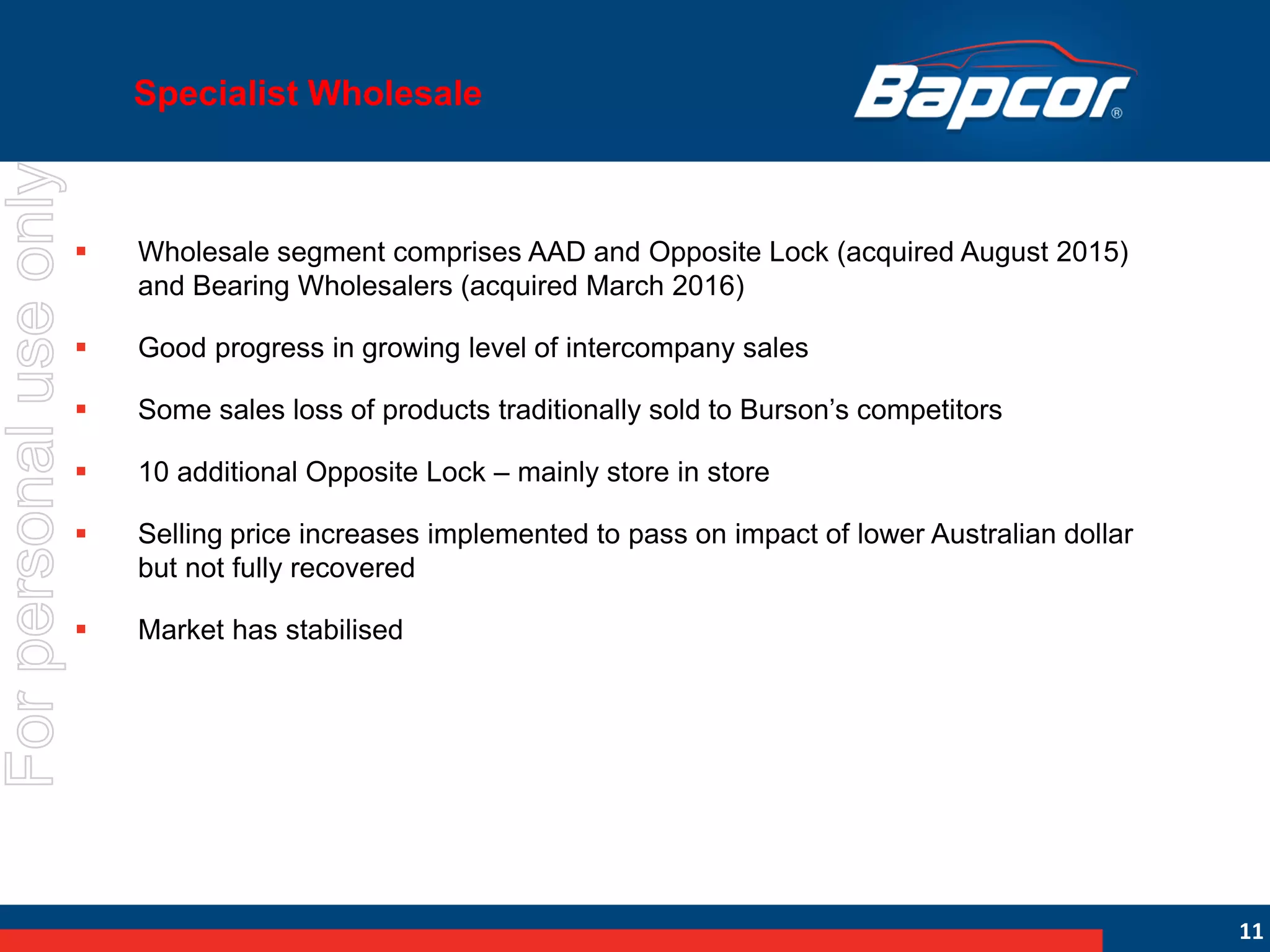 Bapcor Annual Report Presentation | PPT