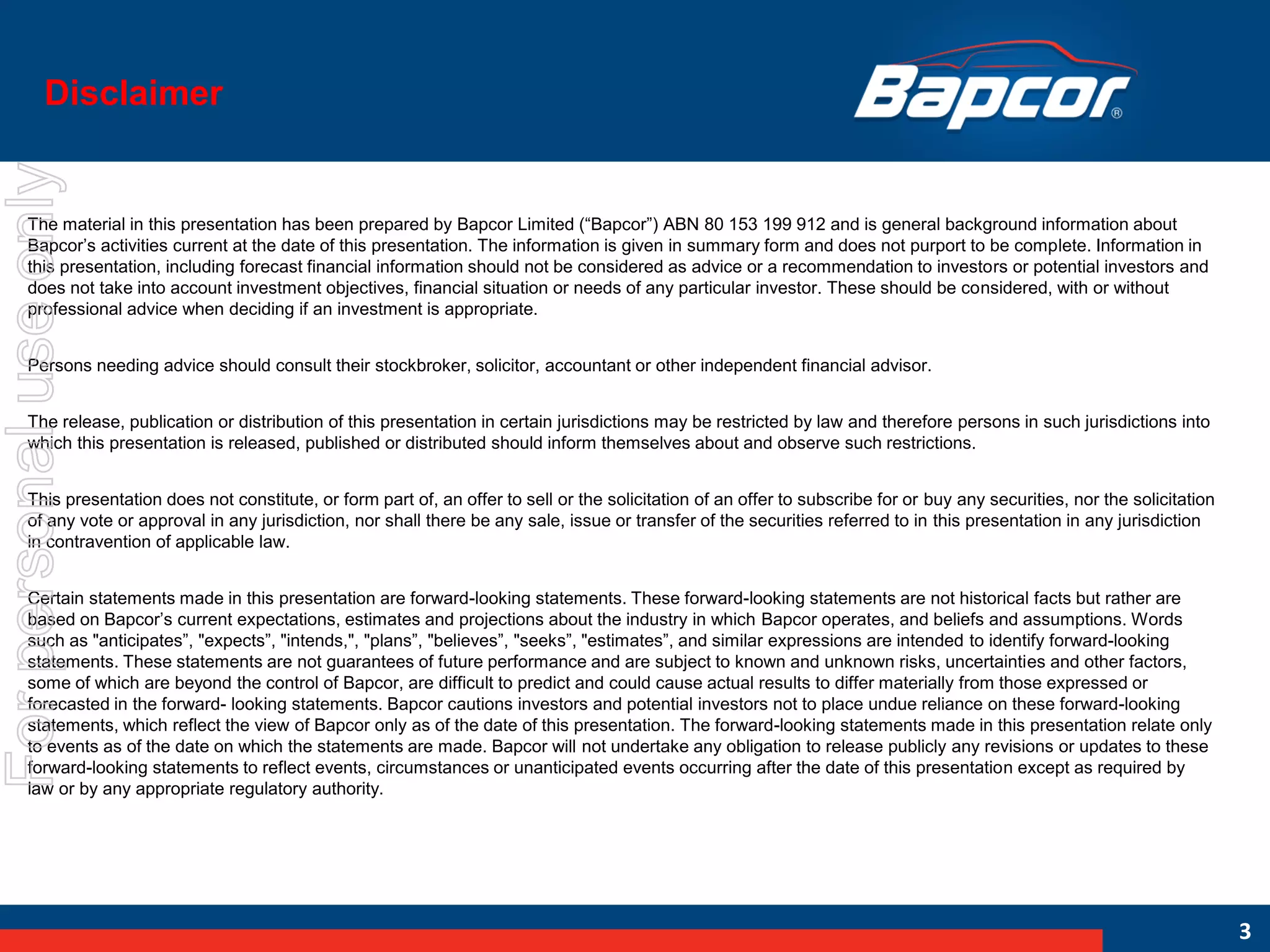 Bapcor Annual Report Presentation | PPT