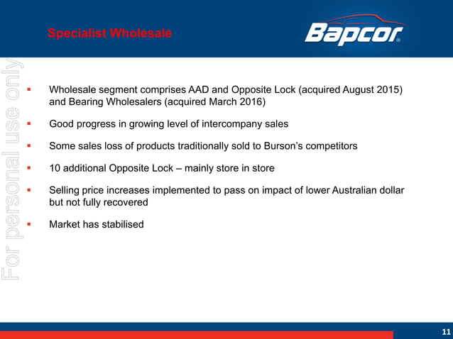 Bapcor Annual Report Presentation | PPT