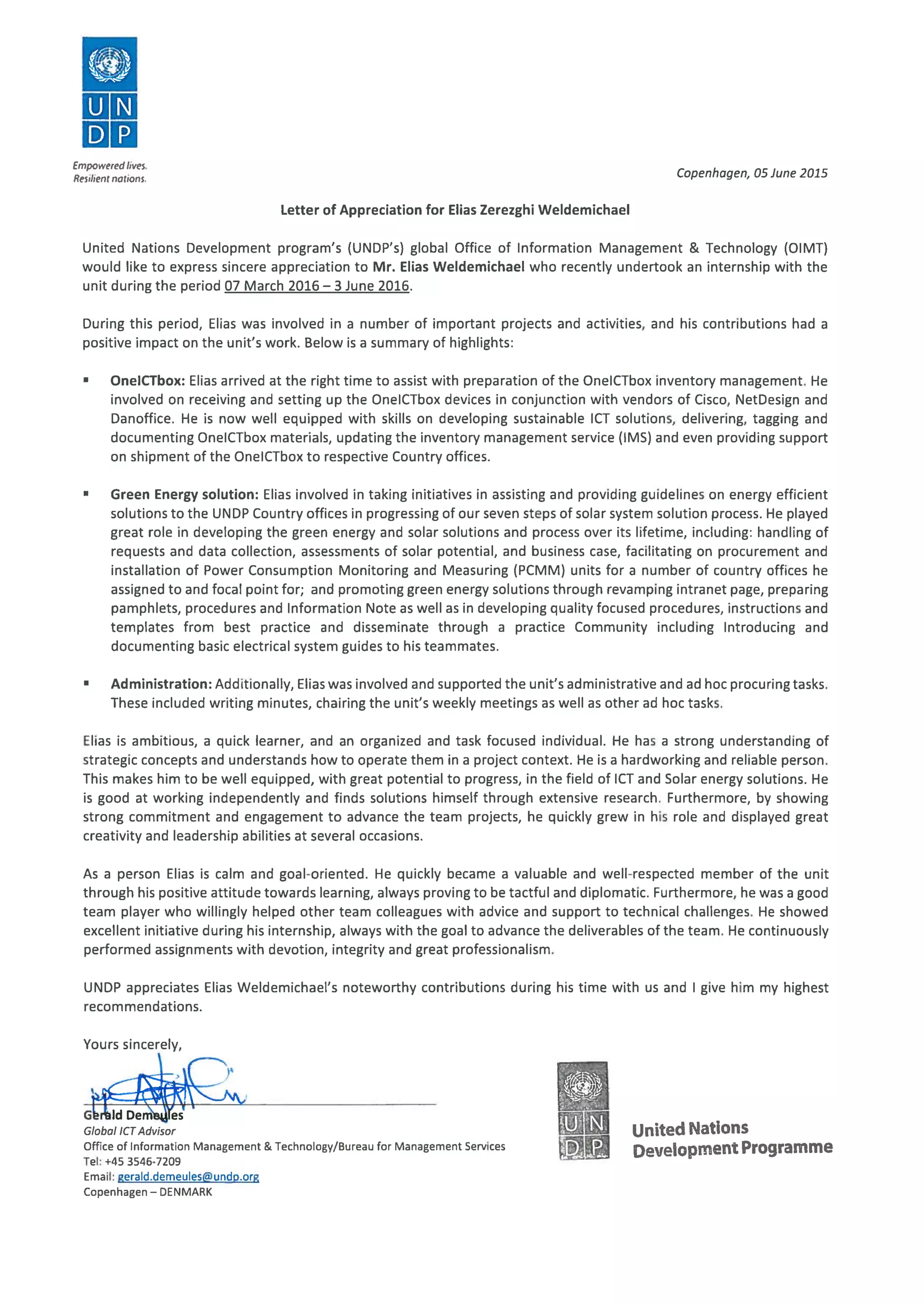 Appreciation_letter from the UNDP | PDF