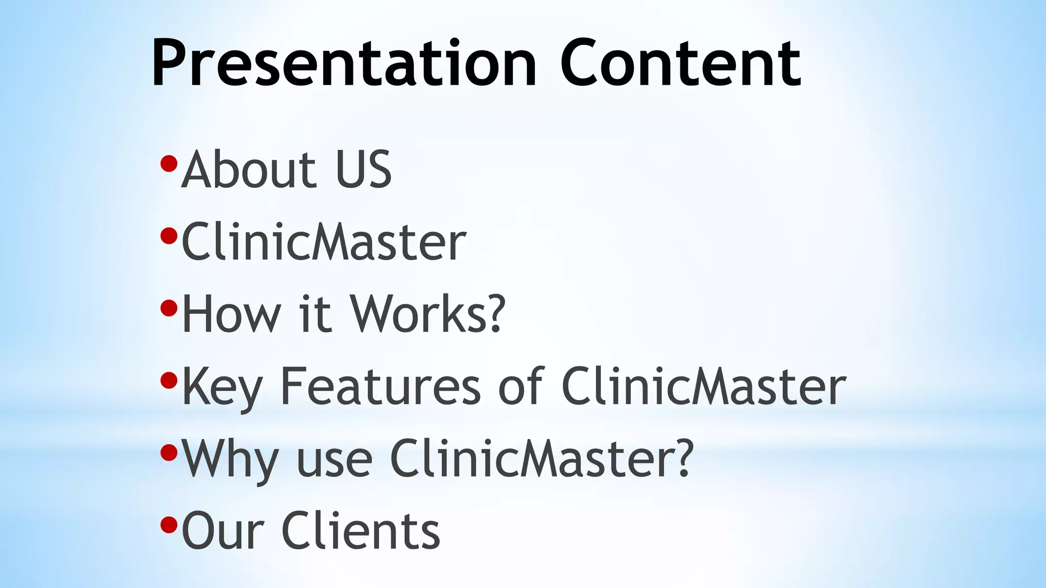 Presentation On ClinicMaster Software. | PPSX