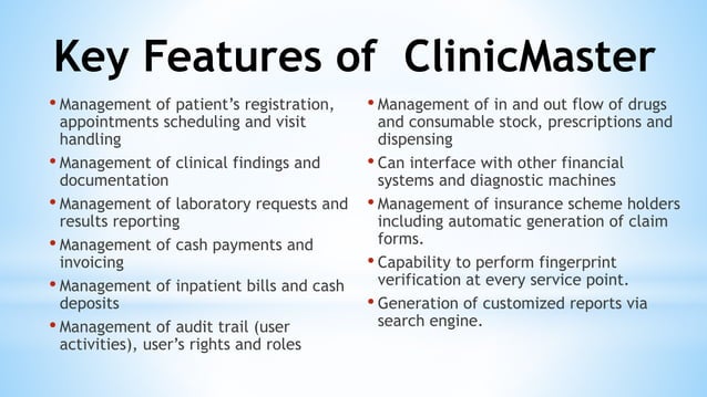 Presentation On ClinicMaster Software. | PPSX | Healthcare Industry ...