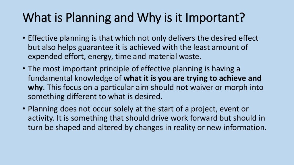 Introduction to Planning